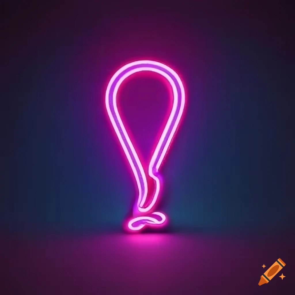 Neon sign with a two-colored symbol on Craiyon