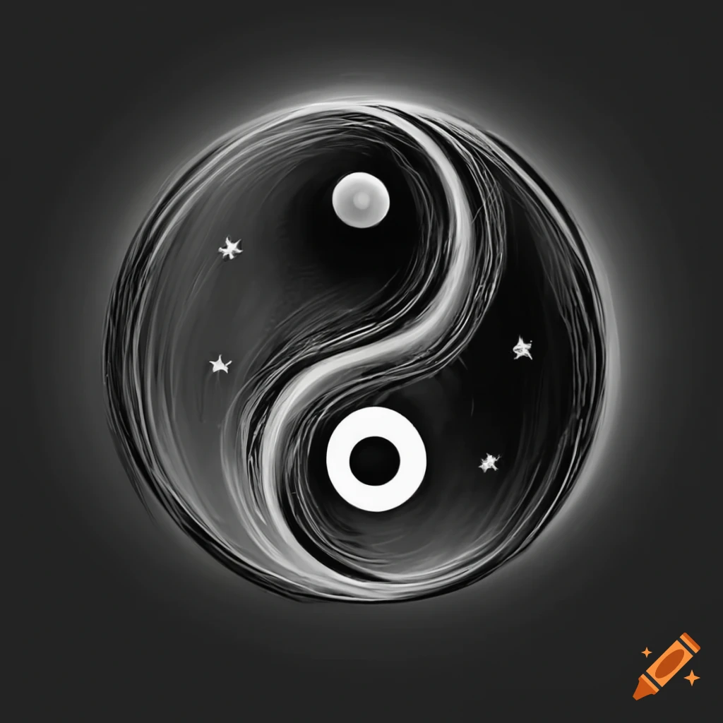 Black and white juxtaposition yin yang in perfect balance on Craiyon