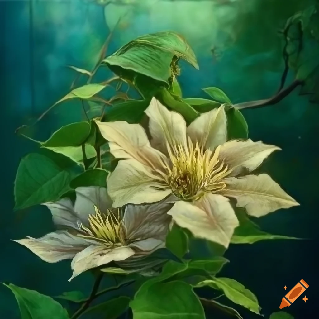 Intricate drawing of a clematis flower with beautiful lighting on Craiyon