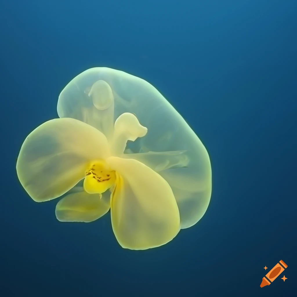 Translucent sea creature in dark blue background