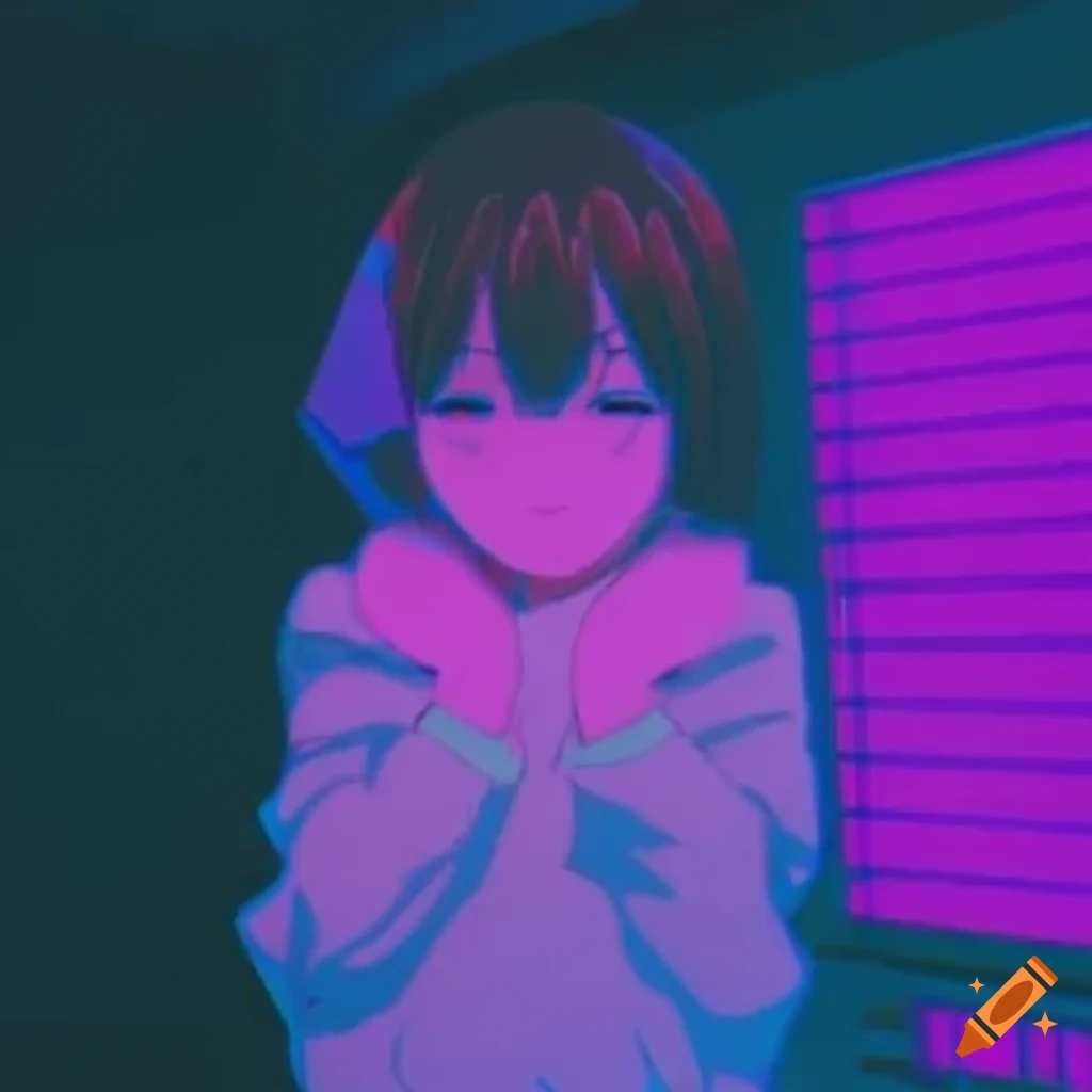 Vaporwave anime meme template on Craiyon