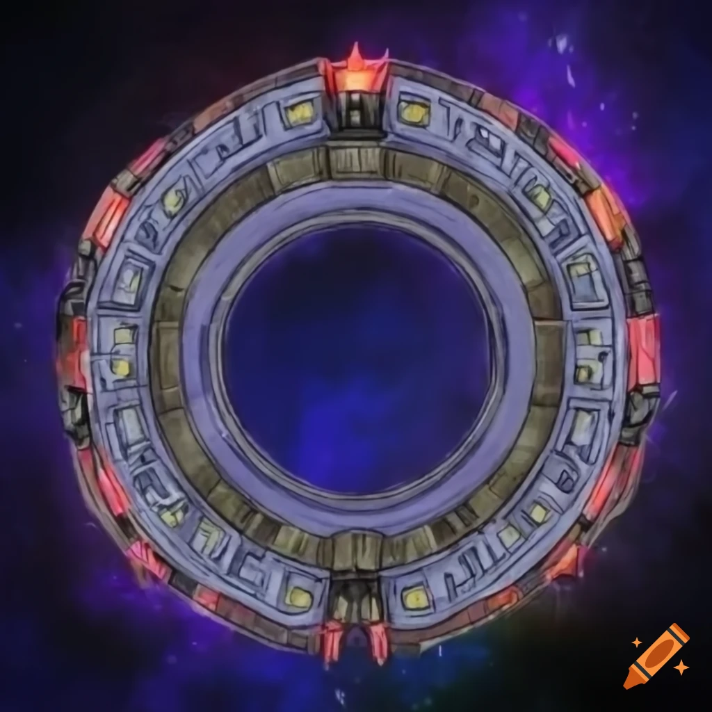 Futuristic artwork of a mechanical stargate on Craiyon