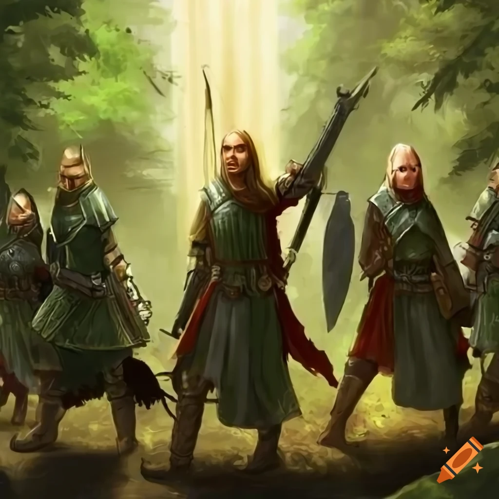 Image of elven soldiers on patrol on Craiyon