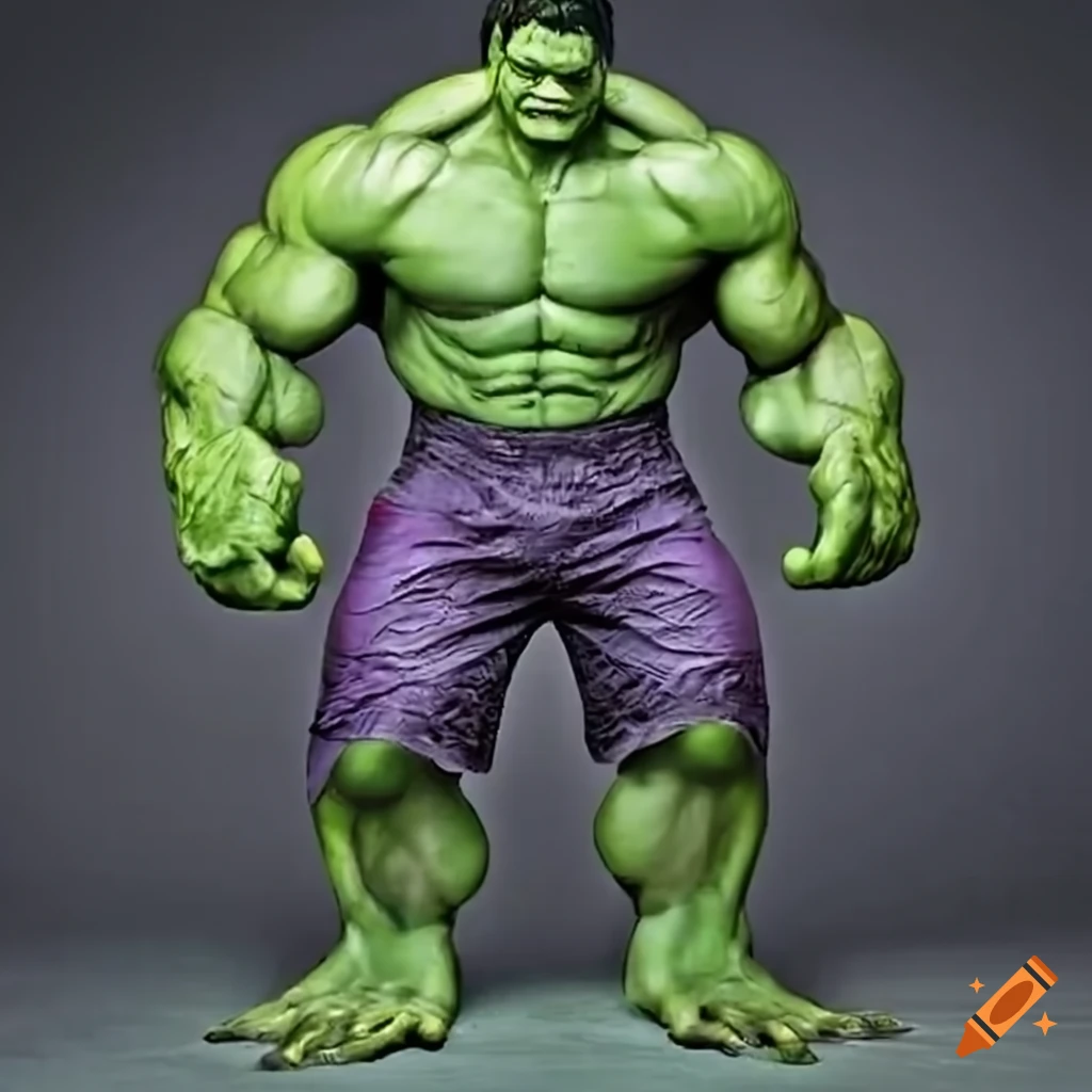 Sculpture of hulk made from recycled objects on Craiyon