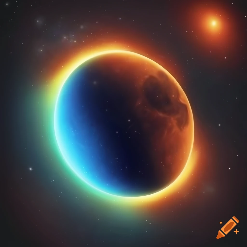 Cartoon solar eclipse with stars in a whimsical style on Craiyon