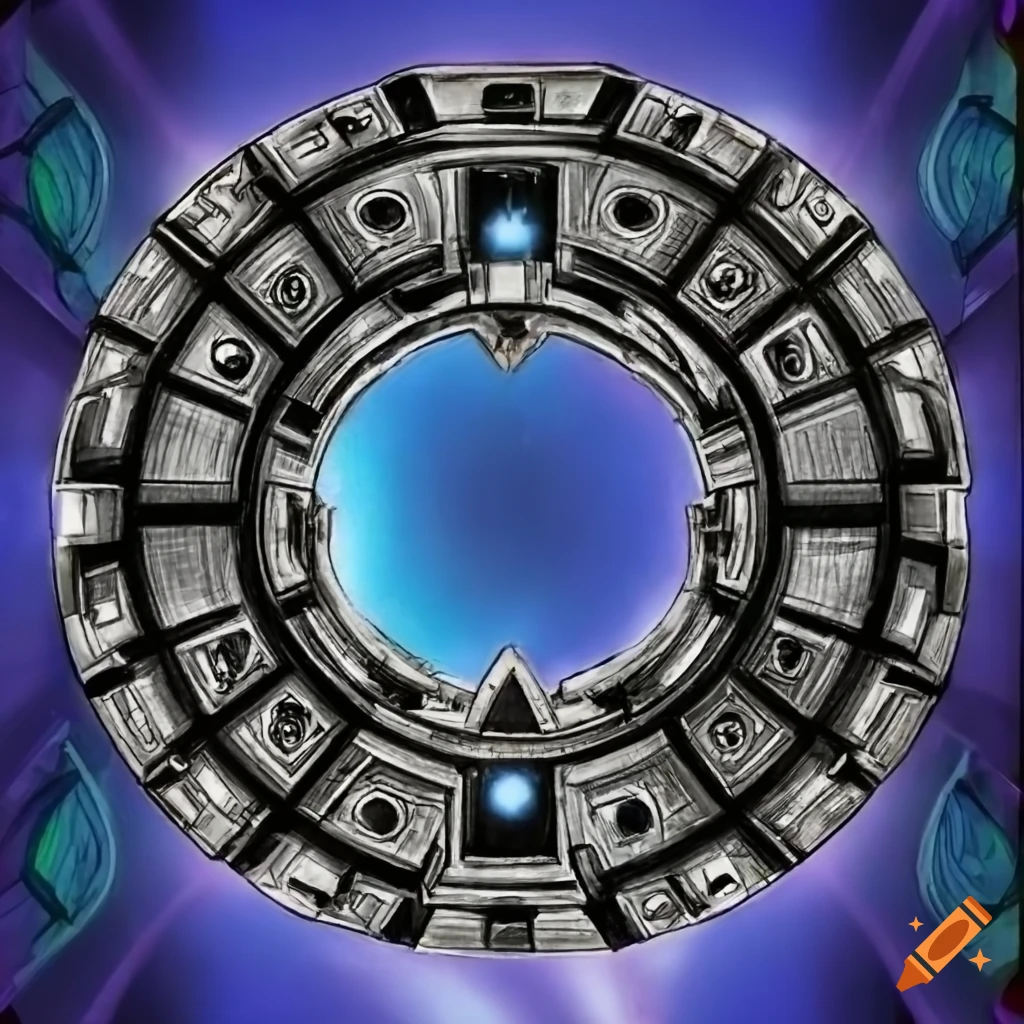 Futuristic artwork of a mechanical stargate on Craiyon