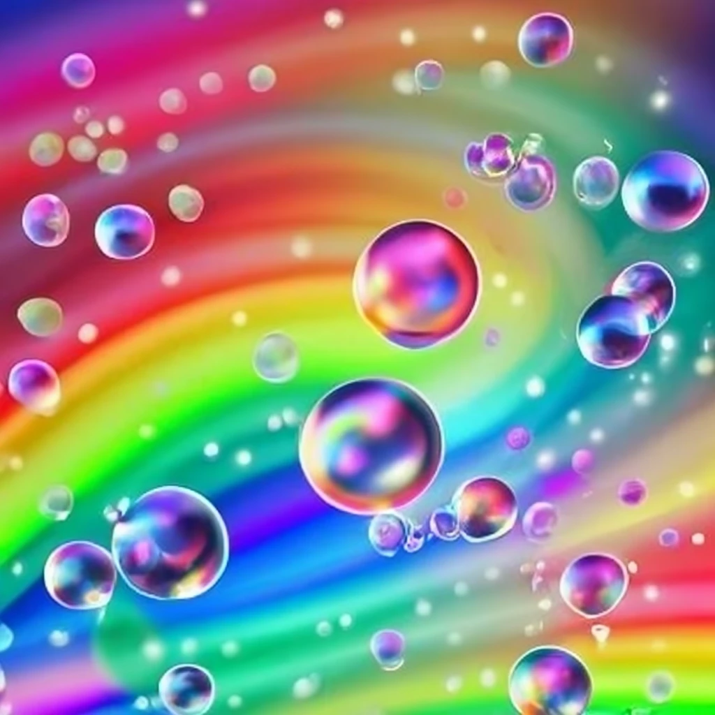 Rainbow bubbles floating in the air on Craiyon
