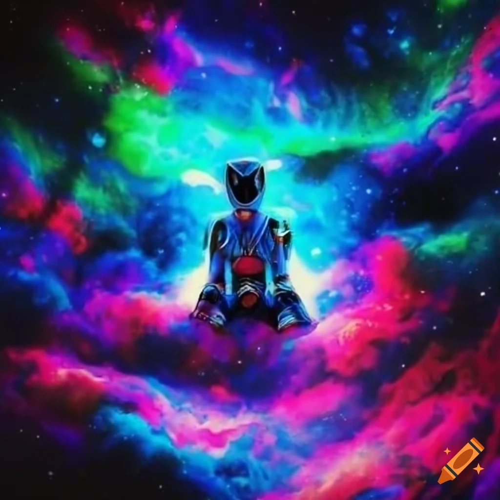Psychedelic album art with cosmic underground galaxy heroes