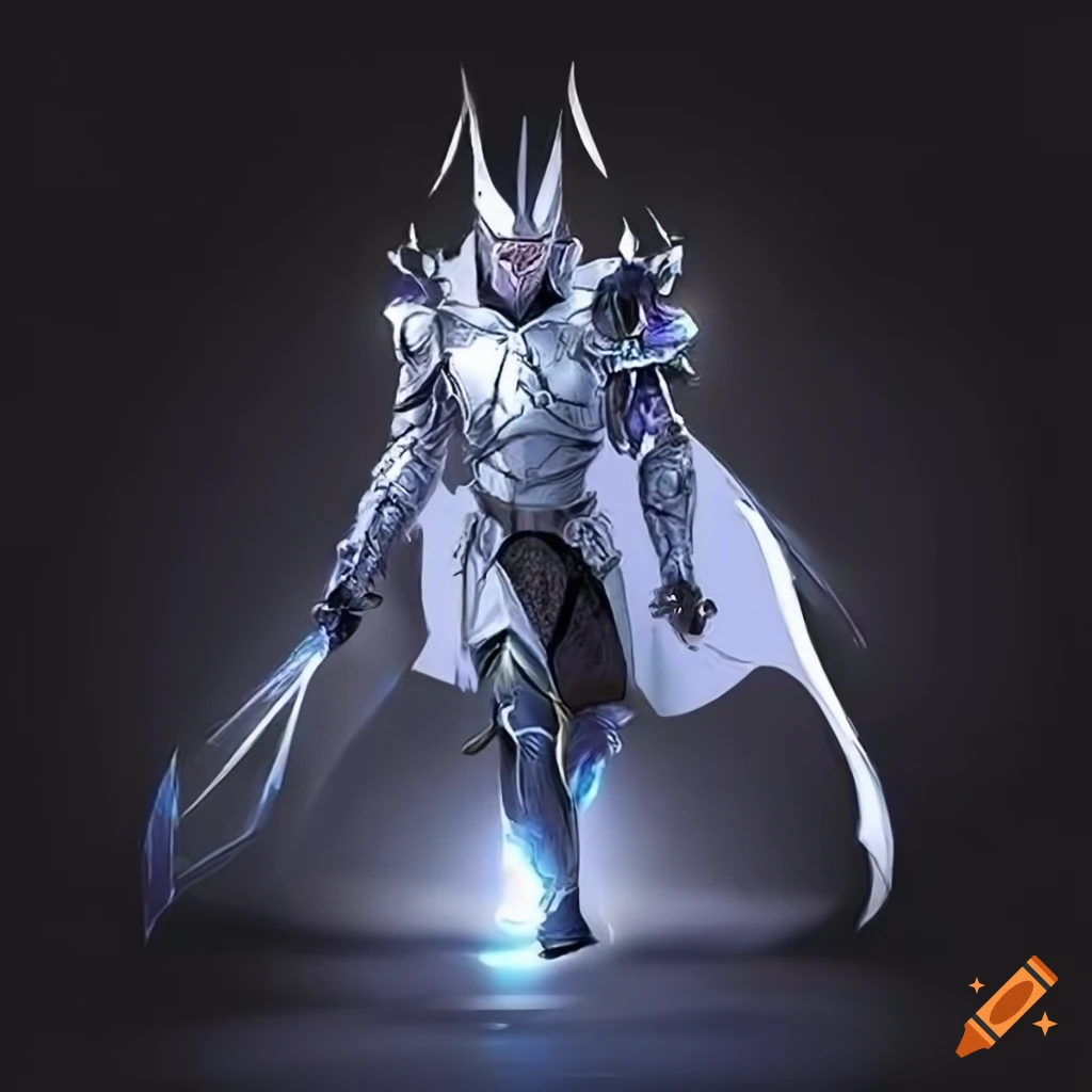 White dragon knight on Craiyon