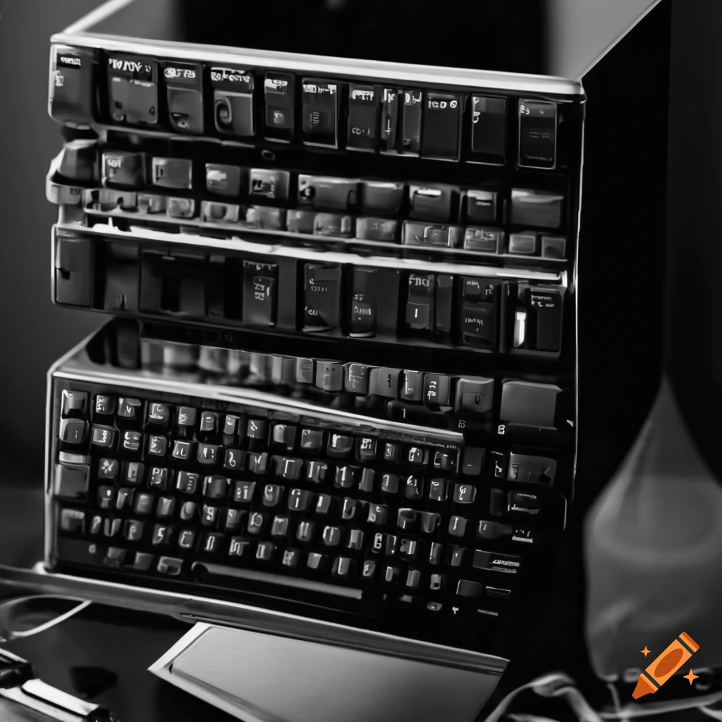 Computer keyboard and mouse embedded in marble on white background on ...