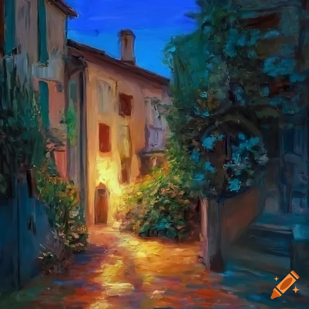 Colorful oil painting of the beauties of spoleto on Craiyon