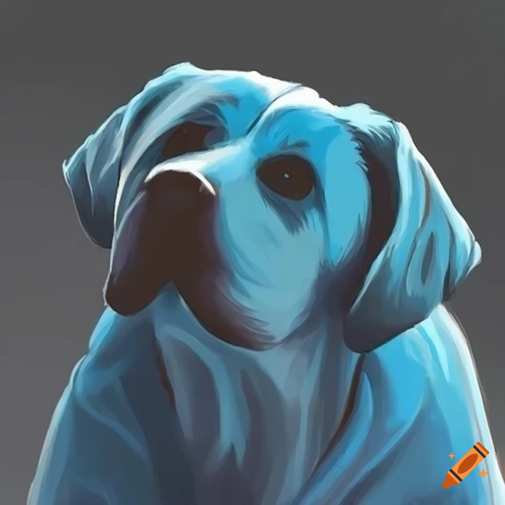Abstract art of a blue dog