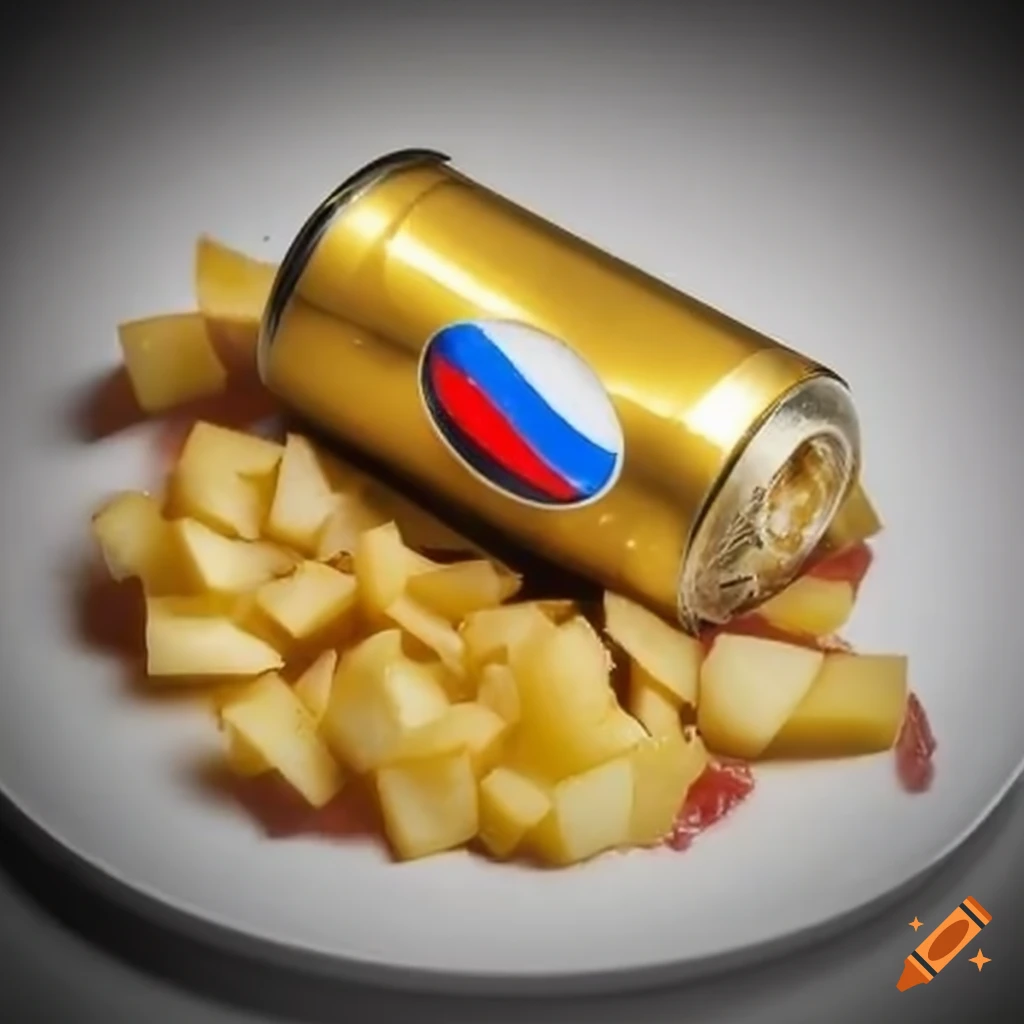 Pepsi spilled on a plate of potatoes on Craiyon
