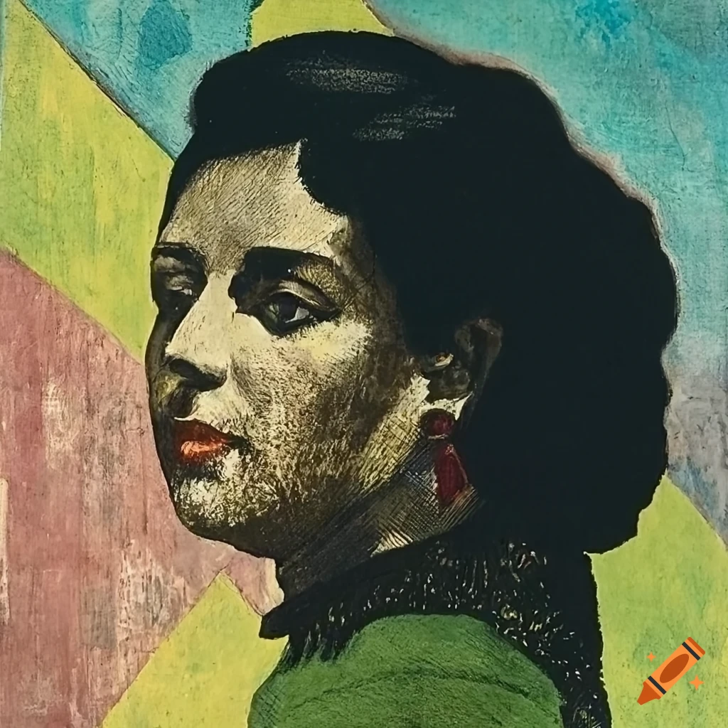 Athletic rock climber man with grey curly hair, linocut by hugo simberg ...