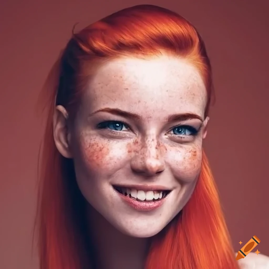 Portrait Of A Beautiful Young Woman With Red Hair And Freckles On Craiyon