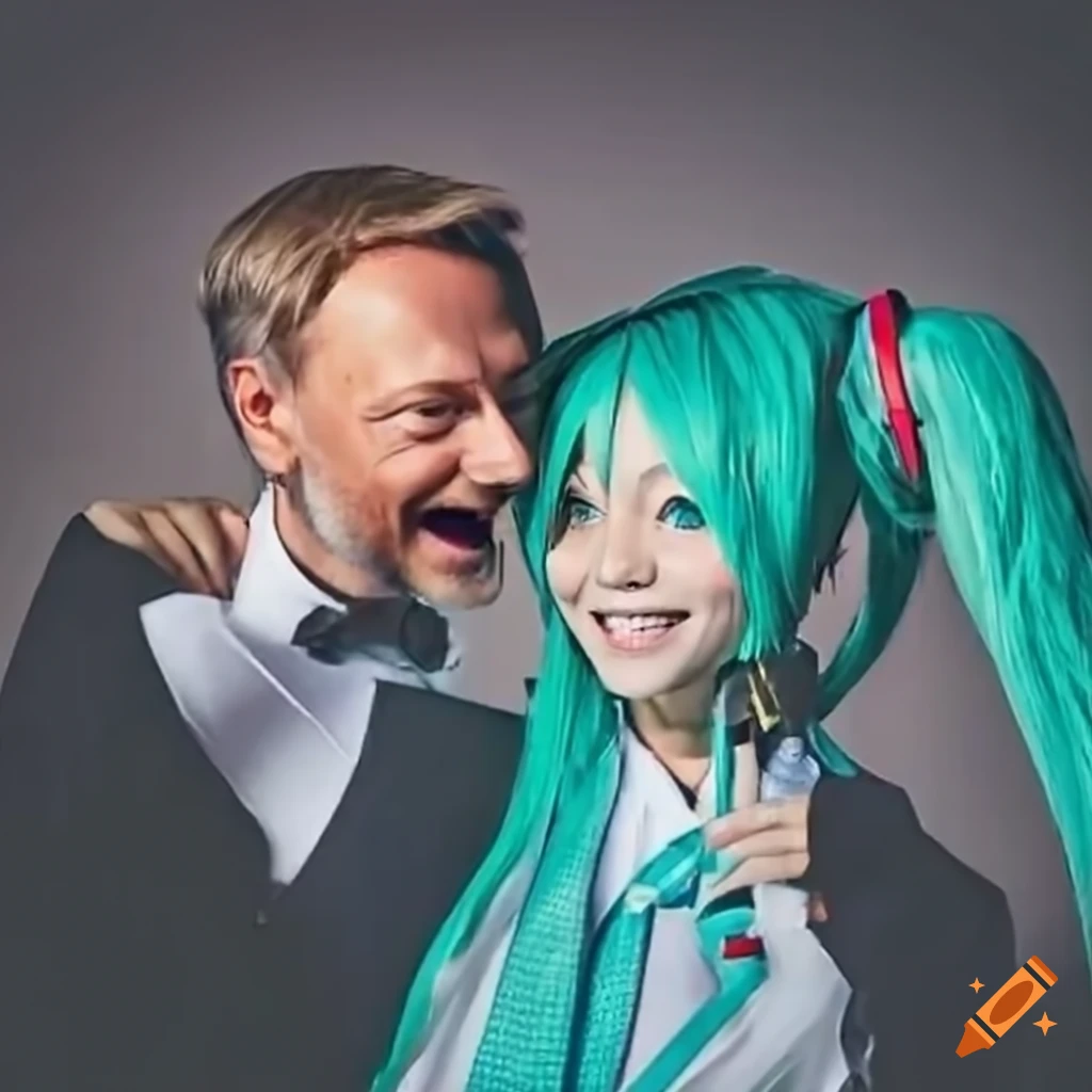 German politician christian lindner with vocaloid hatsune miku on Craiyon