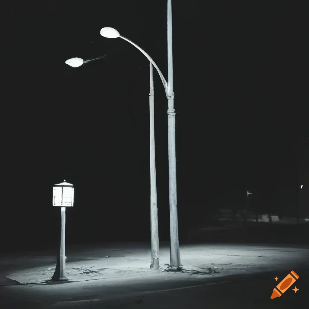 Liminal space in a parking lot with a street light on Craiyon