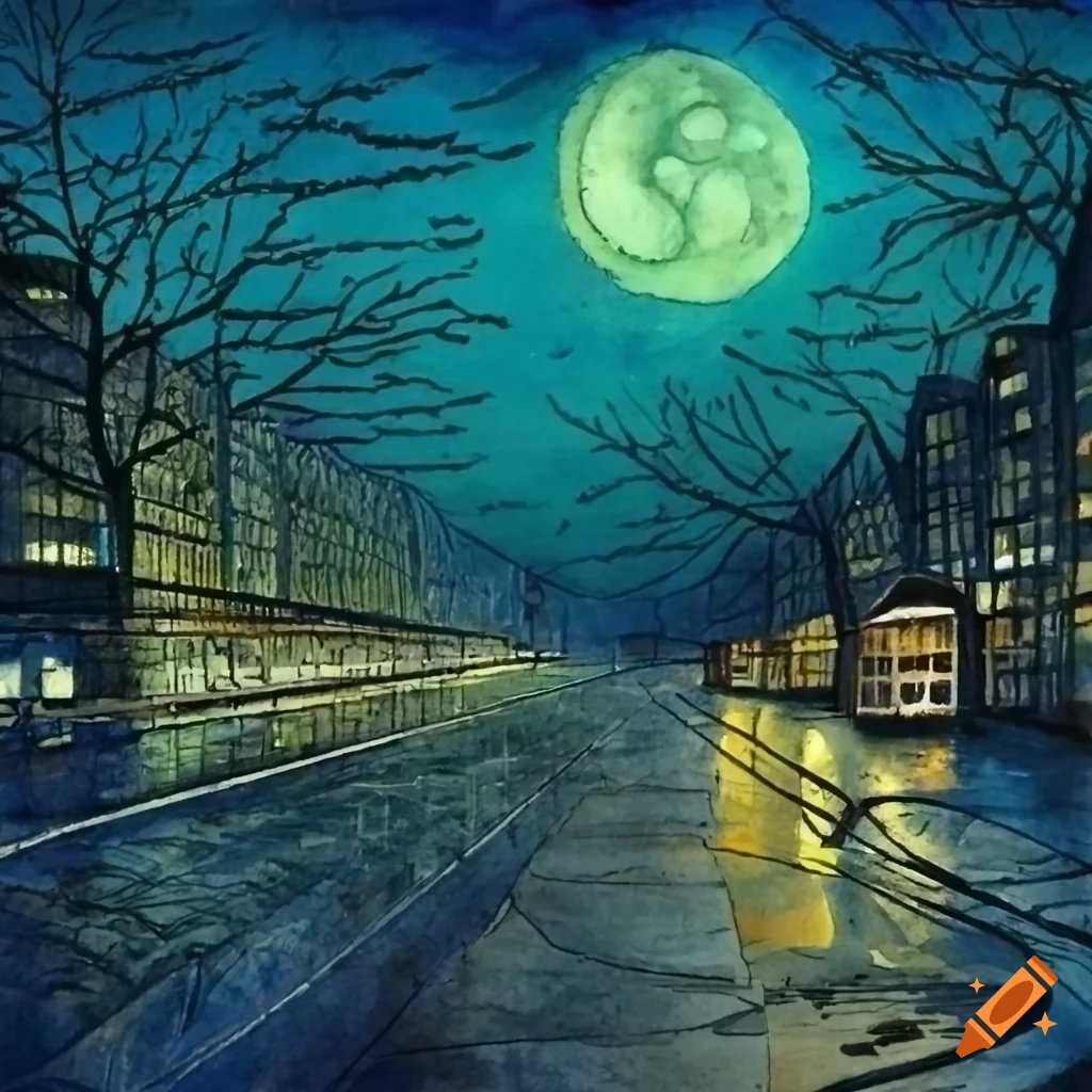 Surreal night cityscape by john grimshaw on Craiyon