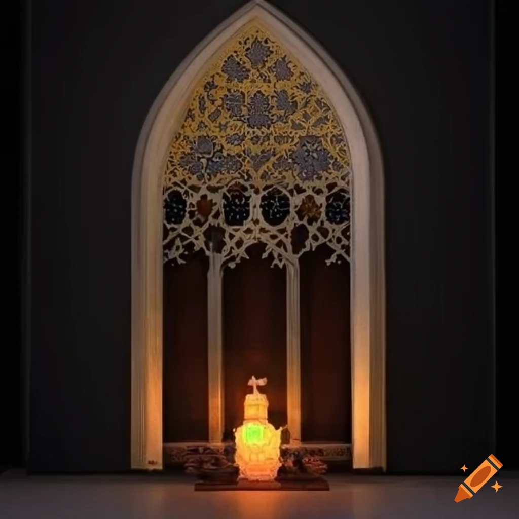 Islamic inspired gothic window and altar on Craiyon