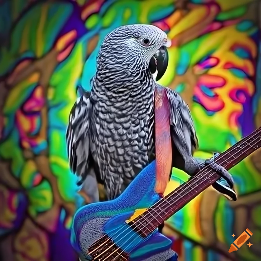 Pelican playing an electric guitar on Craiyon