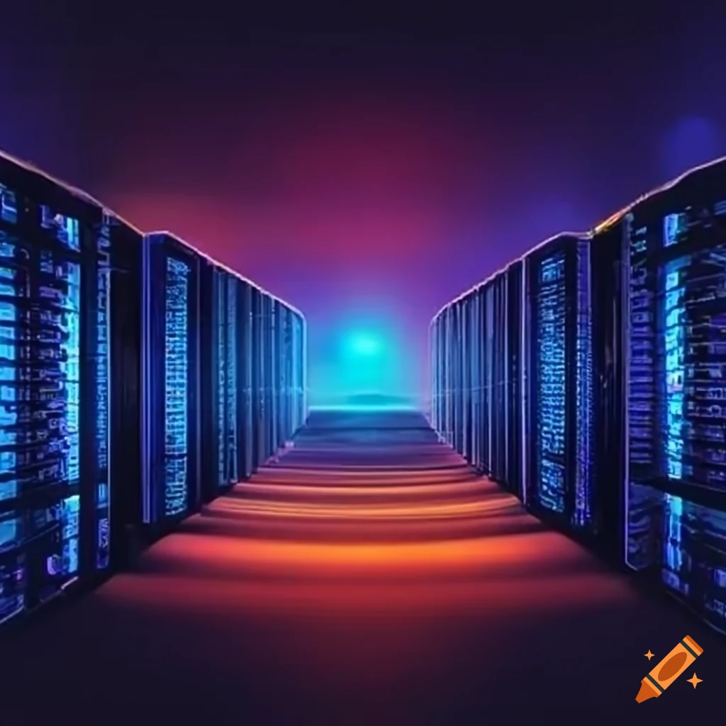 Illustration of server management processes on Craiyon