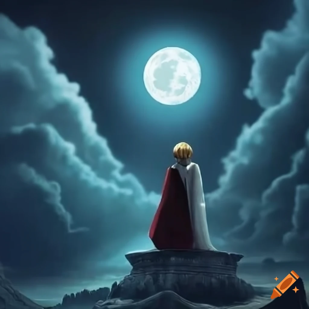 Artwork of a king gazing at the moon