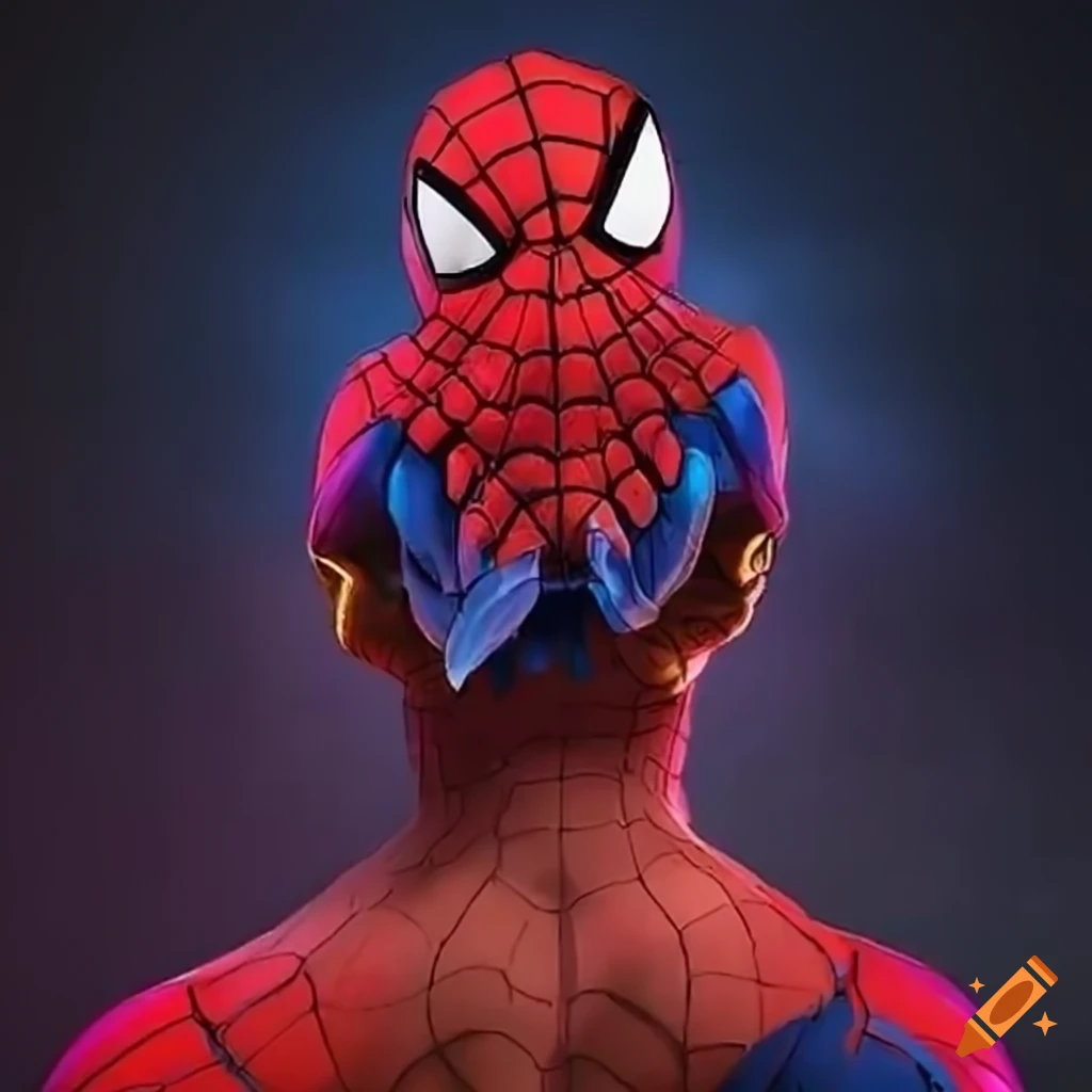 Artwork of goku and spiderman fused together