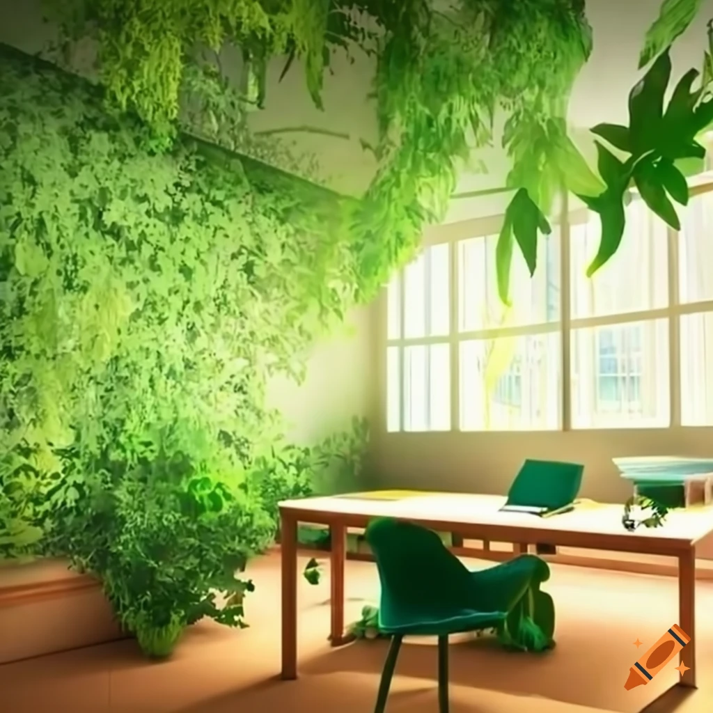 Nature-inspired university study room on Craiyon