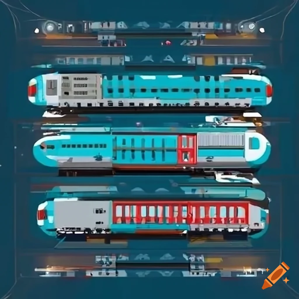Diagram of train tracks meeting tram tracks with people moving between ...