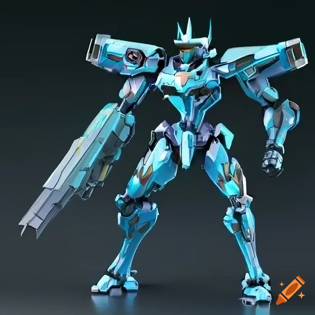 Neon-colored mecha with bulbous cockpit and curved armor plating on Craiyon