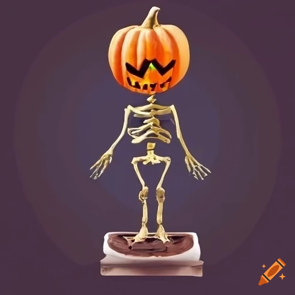 Halloween skeleton trophy with pumpkin on Craiyon