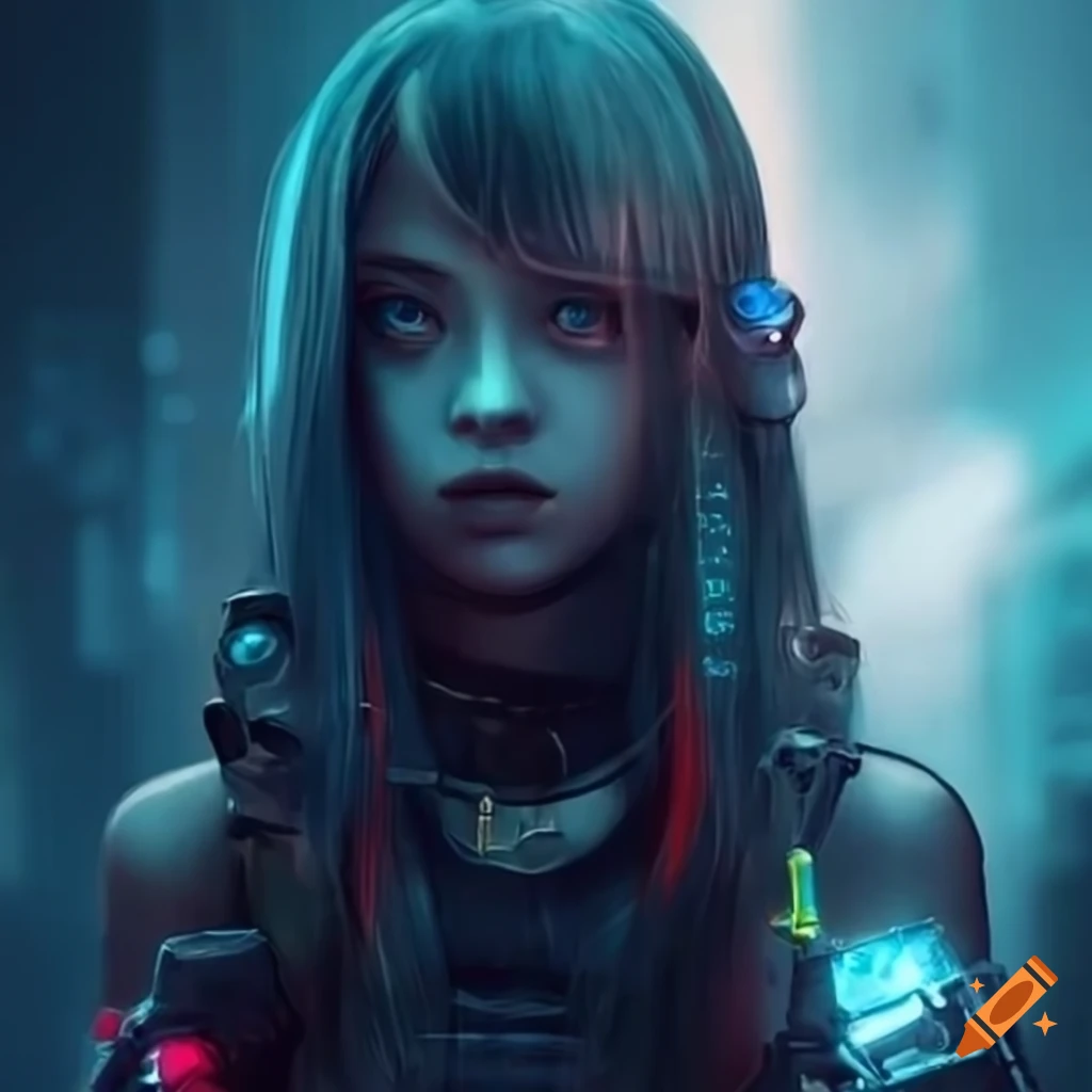 Cyberpunk girl in a futuristic dystopian water world
