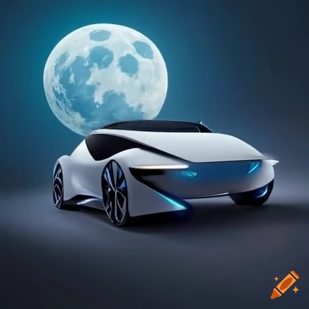 Futuristic electric car on the moon