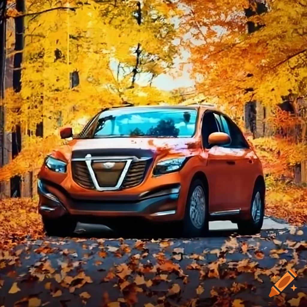 Car in a fall landscape