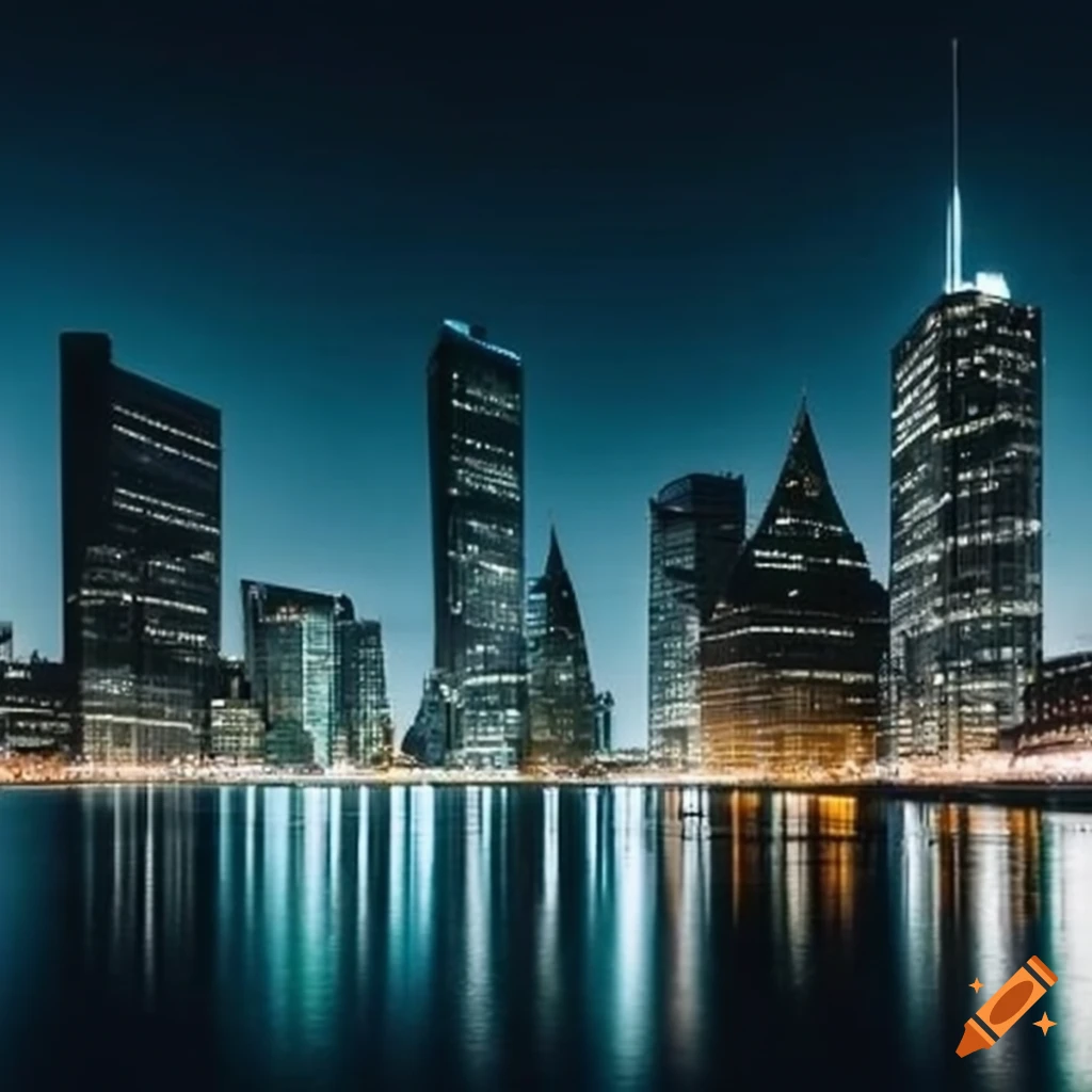 Modern city skyscrapers on Craiyon