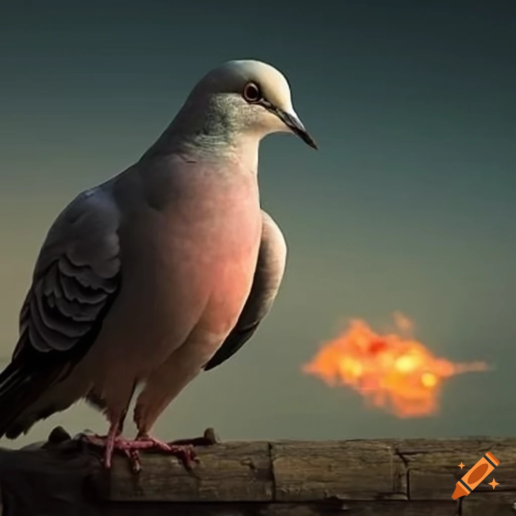 Image of a wounded dove rising above a battlefield on Craiyon