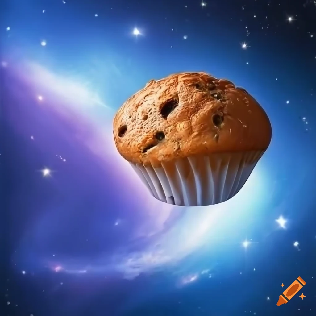 Ultra-realistic photo of a space muffin near a wormhole on Craiyon