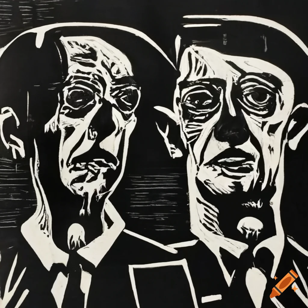 Franz kafka linocut artwork on Craiyon