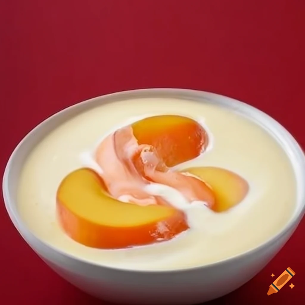 Yummy peach yogurt with cream swirl on Craiyon