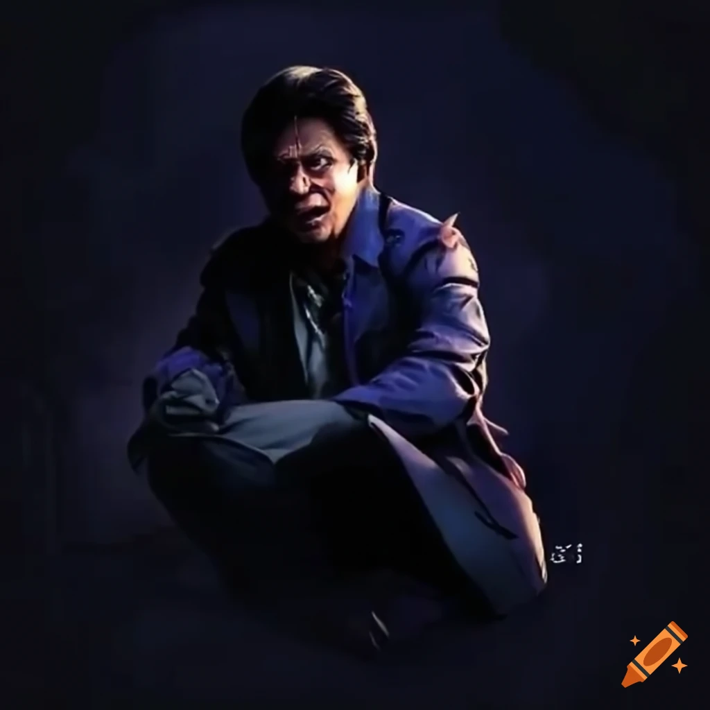 Shah Rukh Khan sitting in the cockpit of Eva Unit 01 on Craiyon
