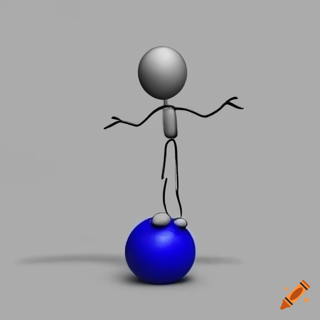 Stick figure balancing on a ball on Craiyon
