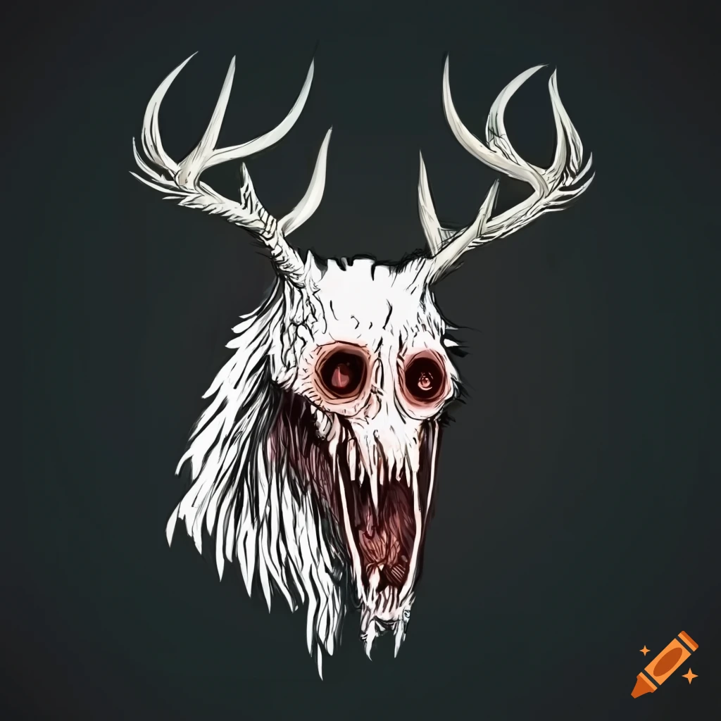 Circular logo of a wendigo on Craiyon