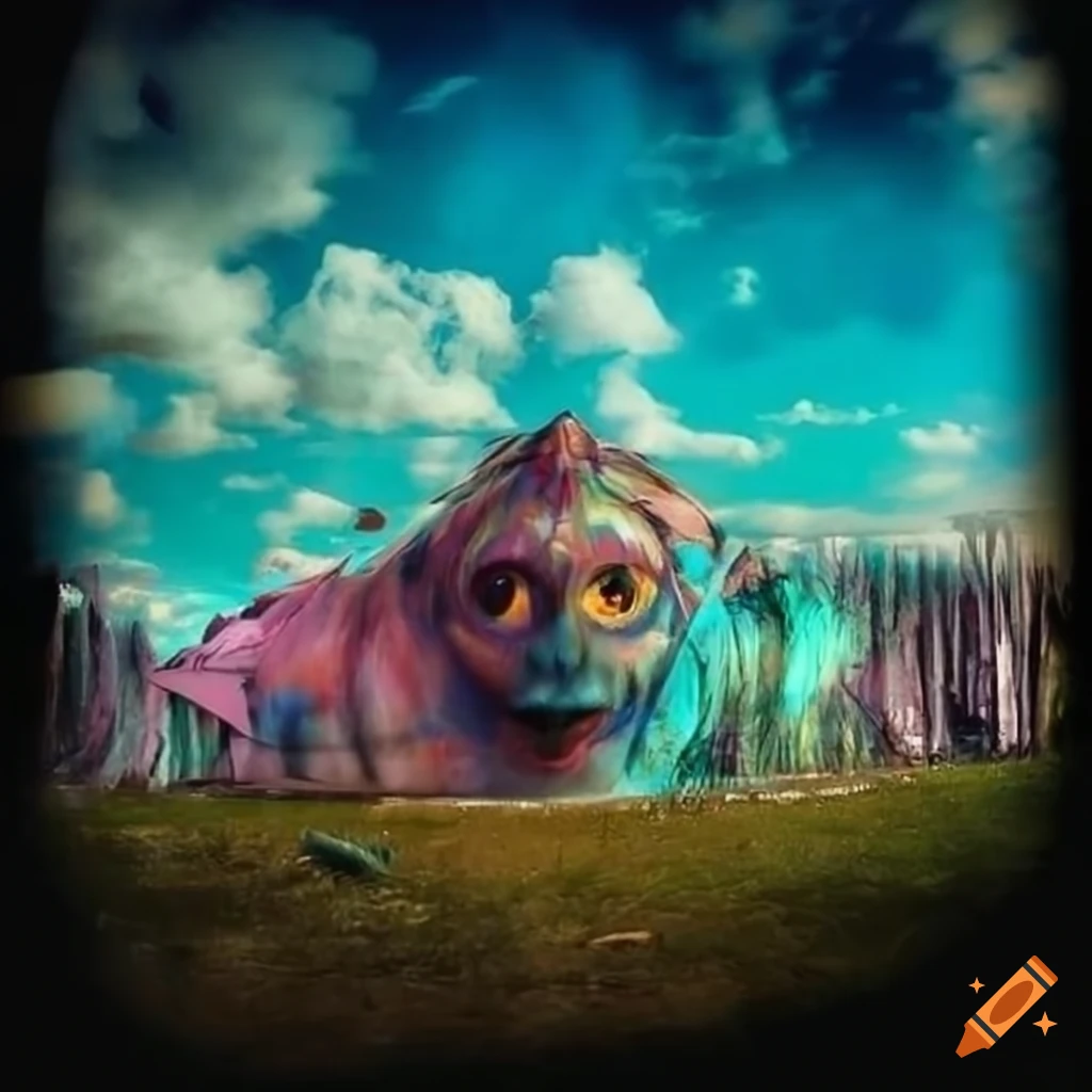 Surrealist circus park with hybrid creature sculptures on Craiyon