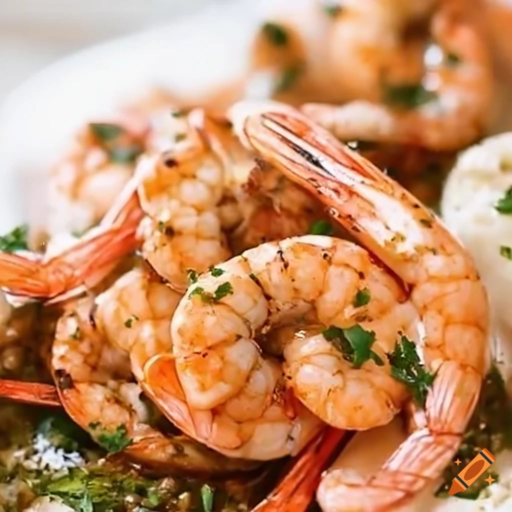 Mediterranean grilled shrimp with garlic recipe on Craiyon
