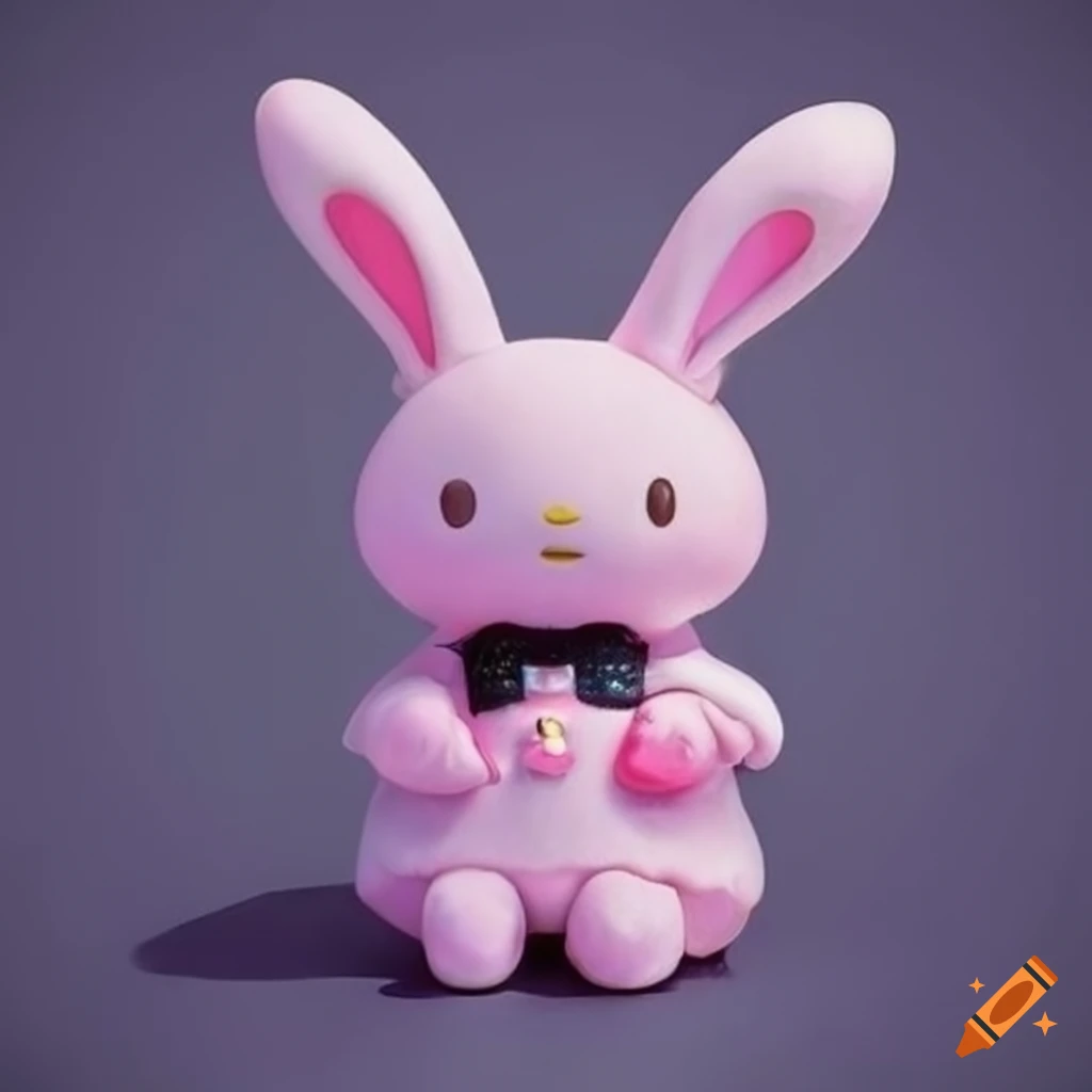 Cute pink bunny character inspired by Pok& on Craiyon