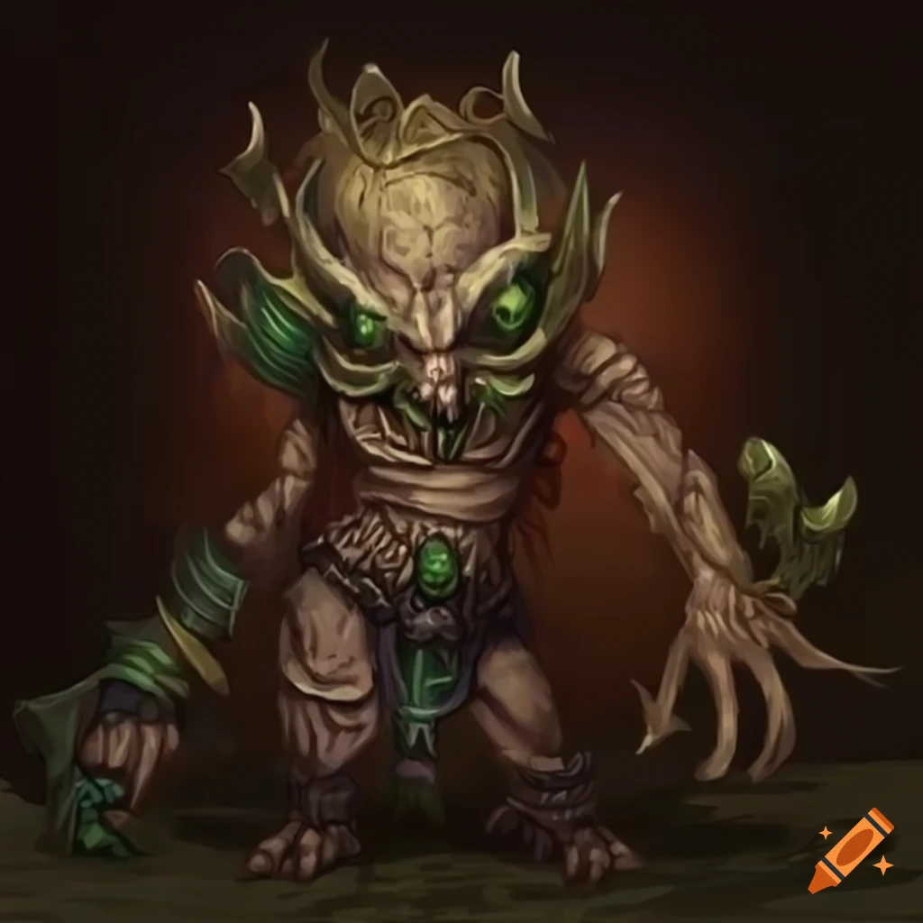 Illustration of a small plant warrior with roots