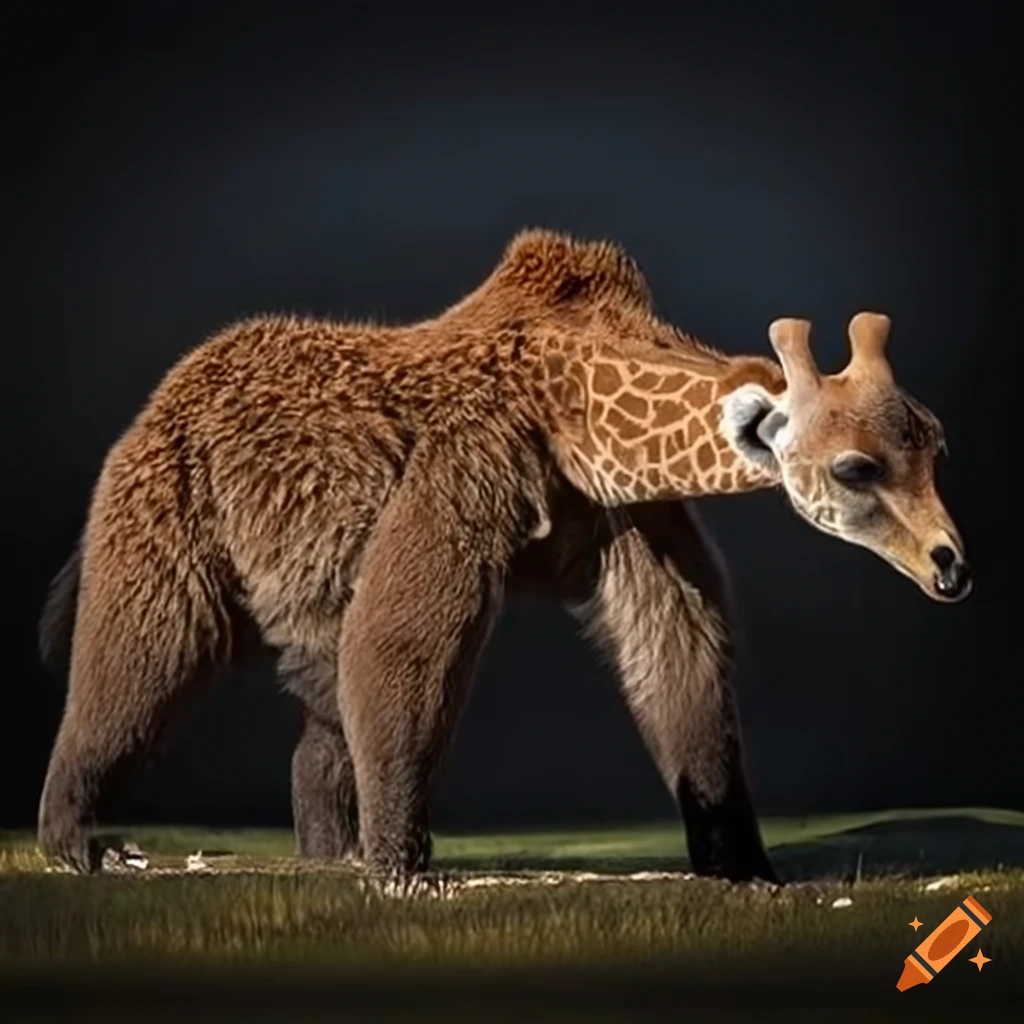 Image of a grizzly bear giraffe hybrid on Craiyon