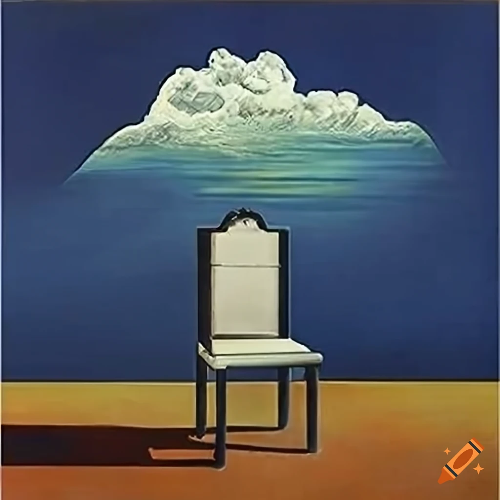 Surreal painting of a mirror with clouds and clocks on Craiyon