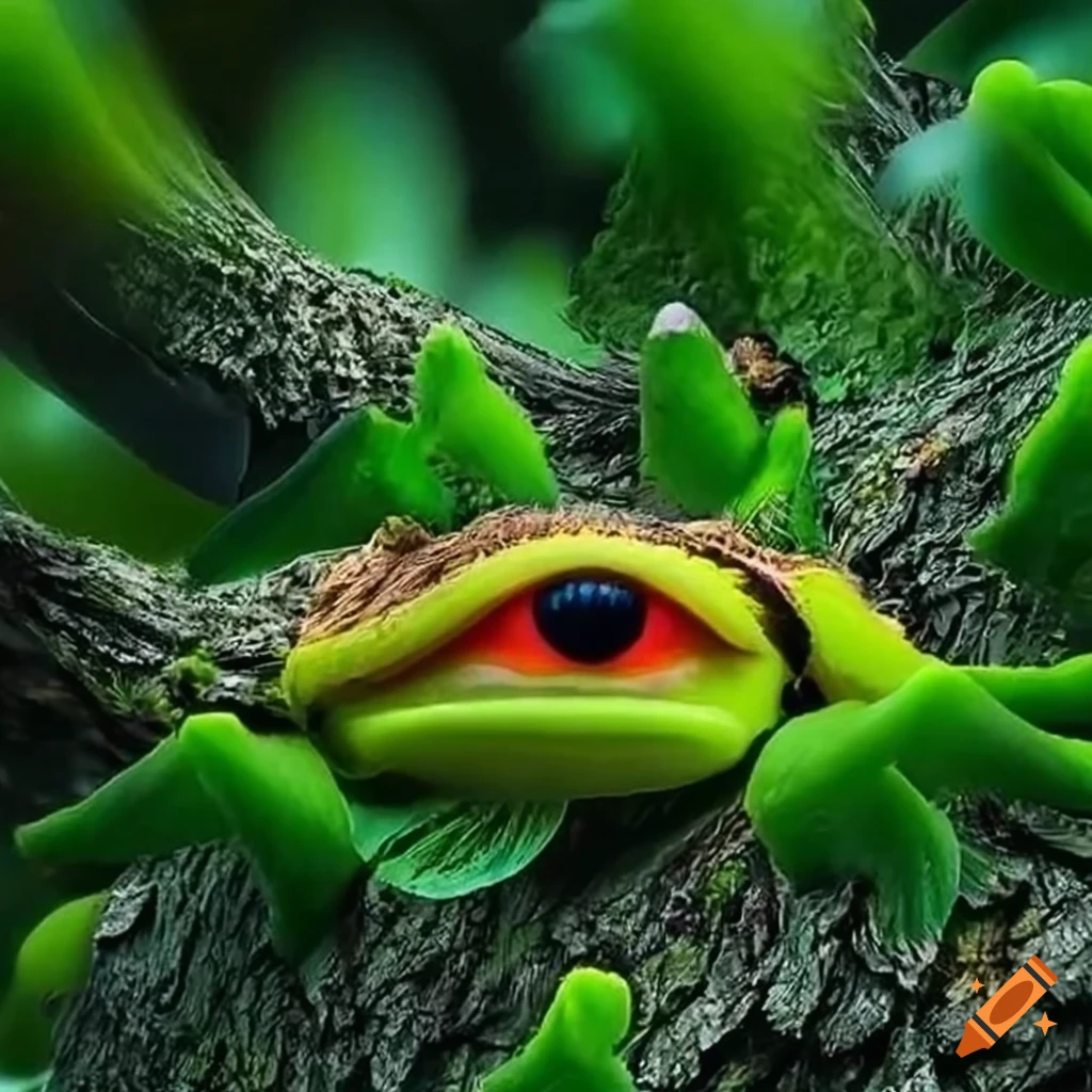 Hyper-realistic photo of a tree bark monster on Craiyon