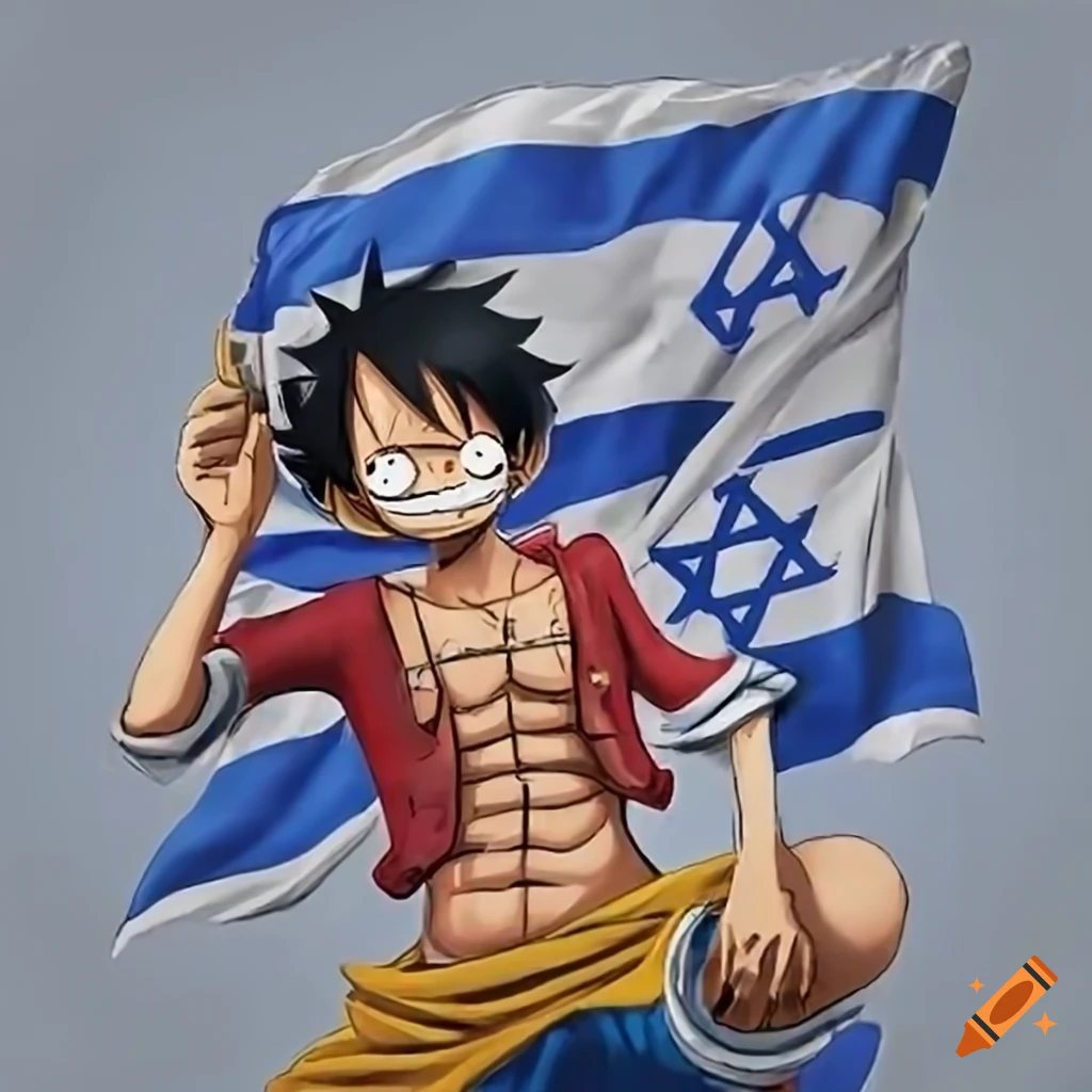 Luffy with the flag of Israel on Craiyon